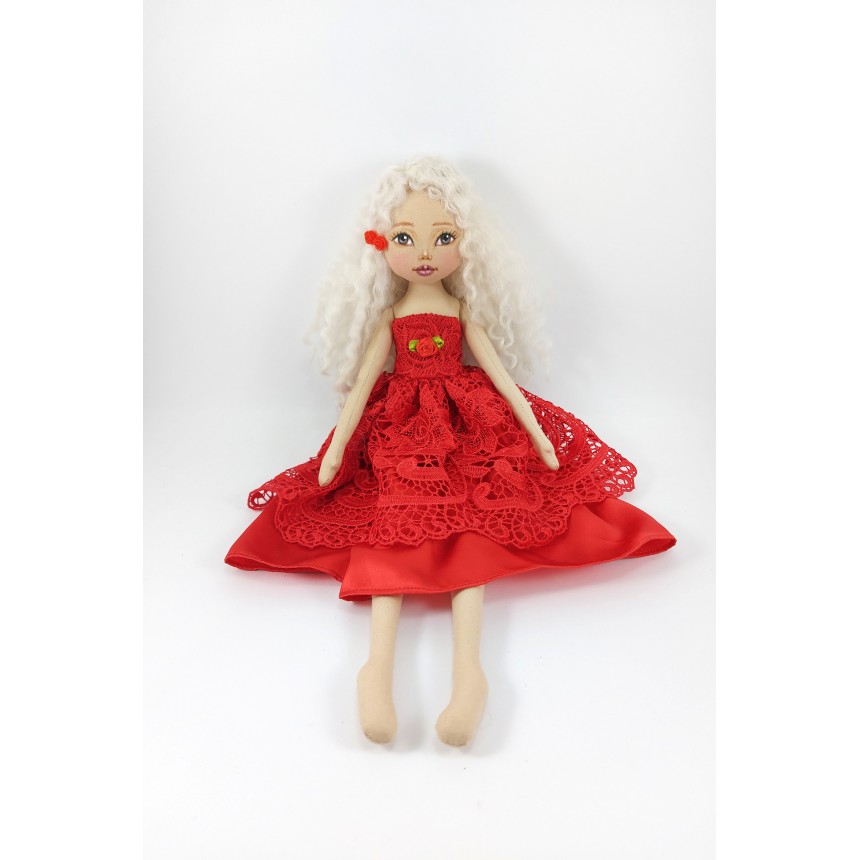 Rag Doll 18 Inches With White Hair In A Removable Red Dress ...